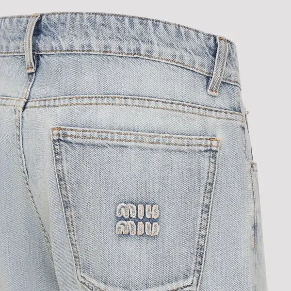 Miu Miu Light Wash Wide Leg Jeans - Blue