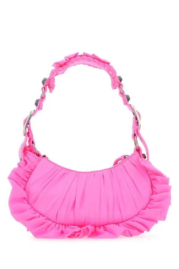 Balenciaga Le Cagole Xs Shoulder Bag In Fluo Fabric - Pink