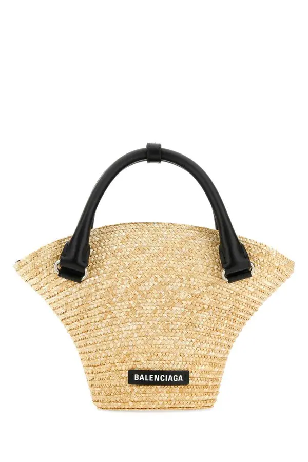 Balenciaga Straw Mini Beach Handbag - Brown