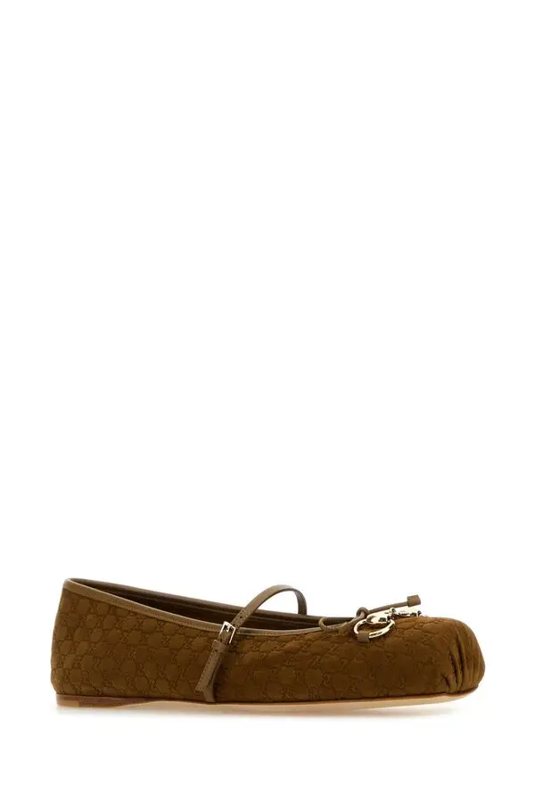 Gucci Biscuit Suede Ballerinas - Brown