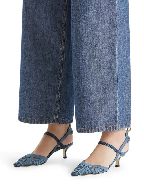 Fendi Colibrì Lite Slingback Mesh Ff Embroidery Mid Heel