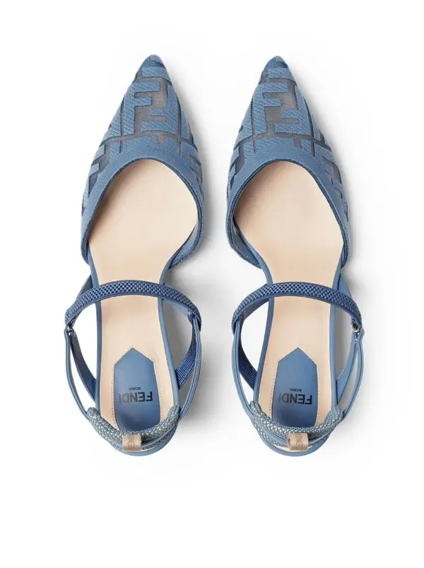 Fendi Colibrì Lite Slingback Mesh Ff Embroidery Mid Heel