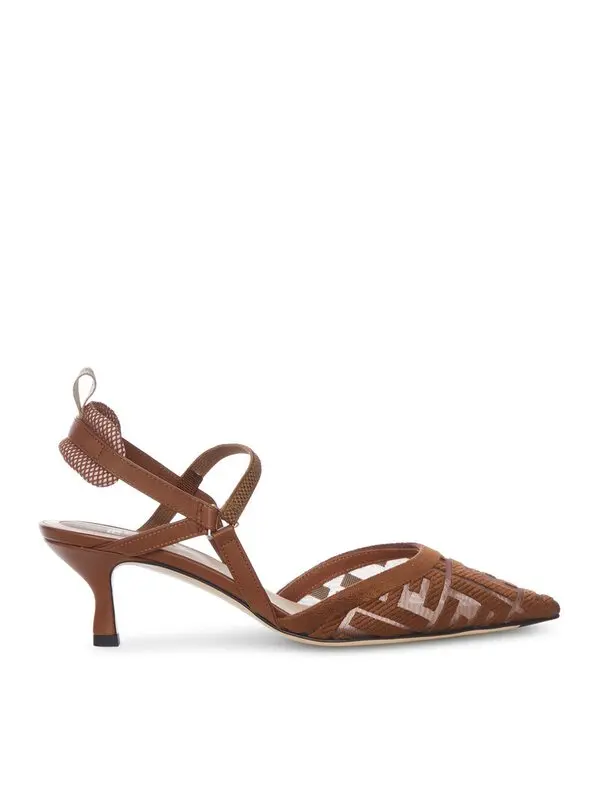 Fendi Colibrì Lite Slingback With Ff Embroidery - Brown