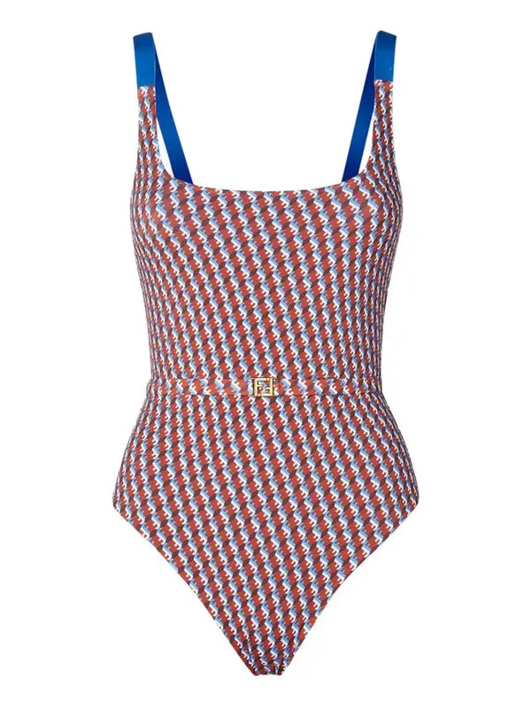 Fendi Lycra Inner Swimsuit With Micro Ff Waves Motif