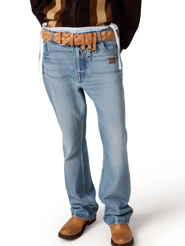 Miu Miu Five-pocket Washed Denim Trousers - Multicolor