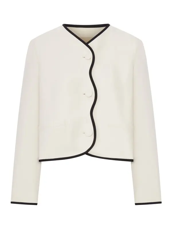 Valentino Garavani Wool And Silk Crepe Jacket With Contrasting Trim - Multicolor