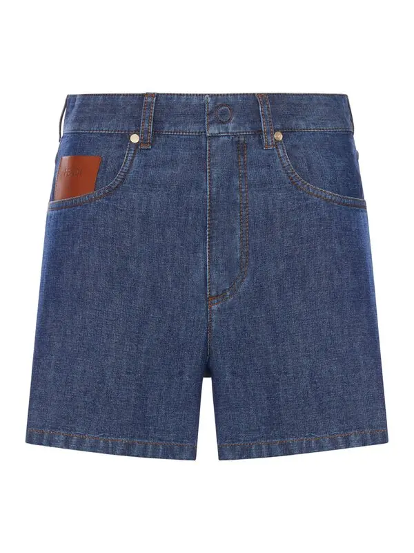 Fendi Chambray Denim Shorts - Blue