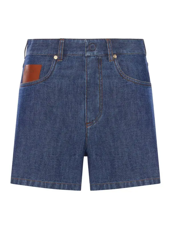 Fendi Chambray Denim Shorts - Blue