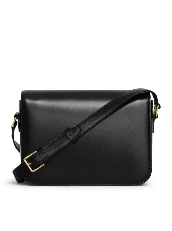 Celine Triomphe Classique Bag In Glossy Calfskin - Black