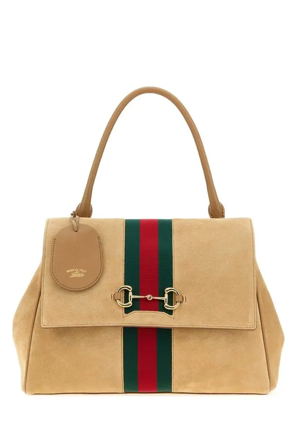 Gucci Beige Suede Medium Paparazzo Handbag - Brown