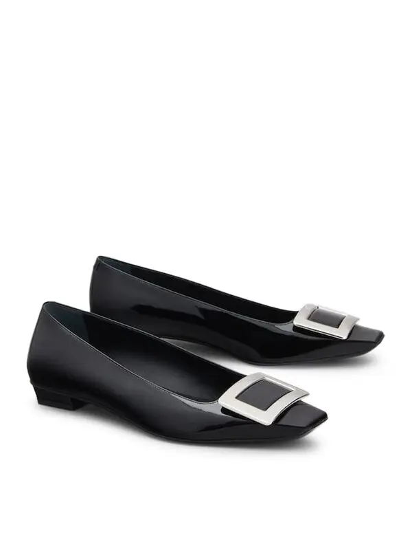 ROGER VIVIER Belle Vivier Patent Leather Ballerinas - Black