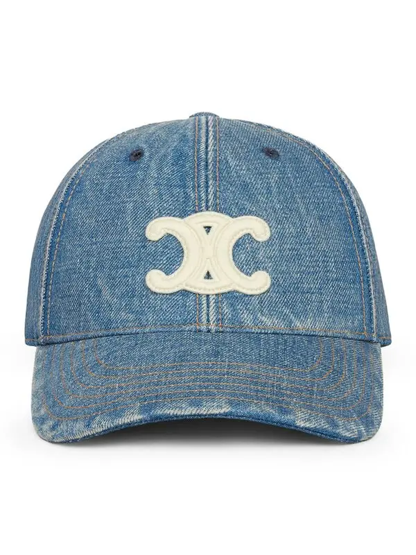 Celine Triomphe Baseball Cap In Union Wash Denim - Multicolor