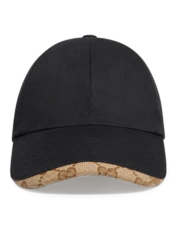 Gucci Cotton Baseball Cap With Gg Canvas Trim - Black