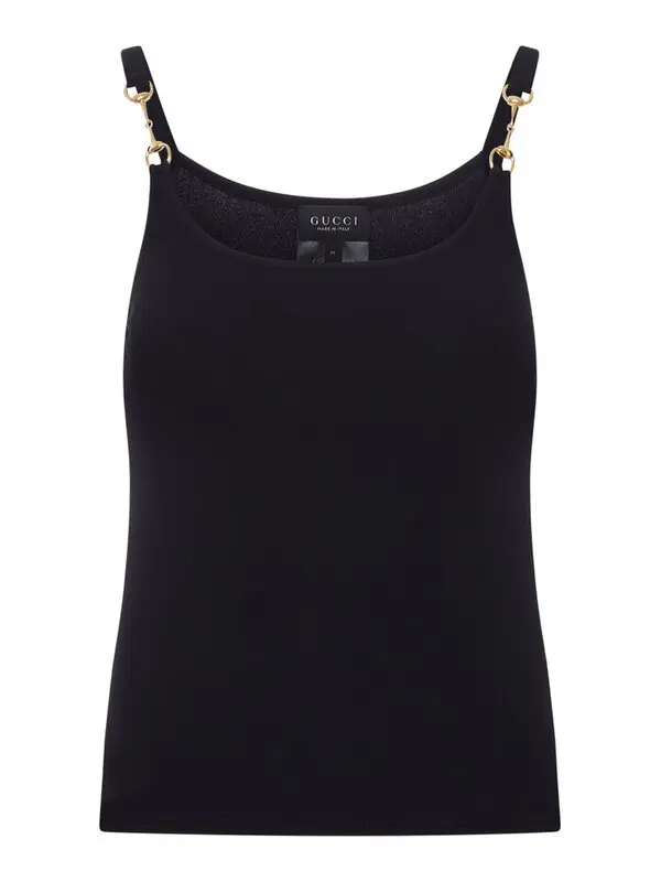 Gucci Crêpe Jersey Top With Hook Detail - Black