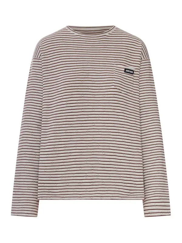 Miu Miu Striped Cotton And Cashmere Blend Long Sleeve T-shirt - Multicolor