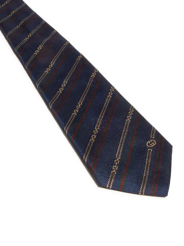 Gucci Silk Jacquard Gg Horsebit Neck Tie