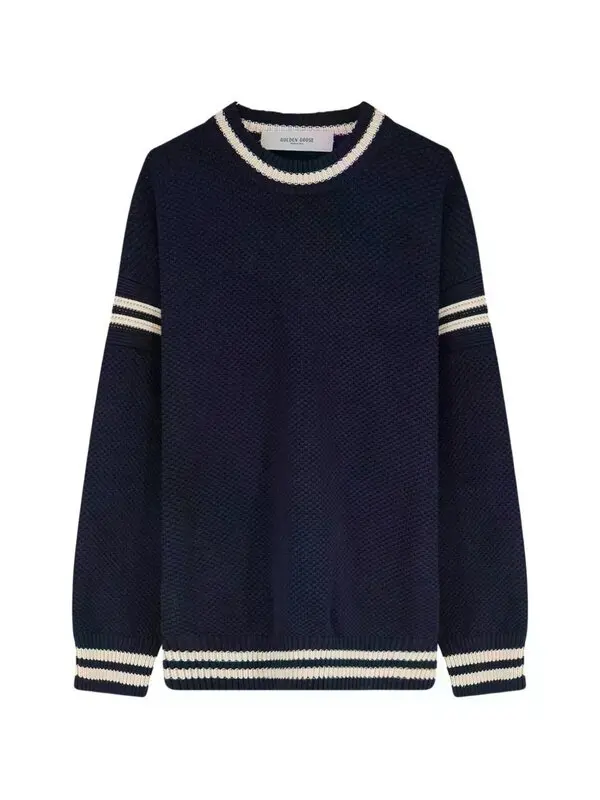 GOLDEN GOOSE Striped Logo-patch Sweater - Blue