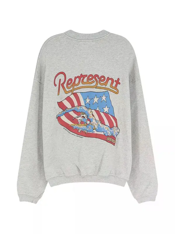 REPRESENT Graphic Print Cotton Sweatshirt - Grey