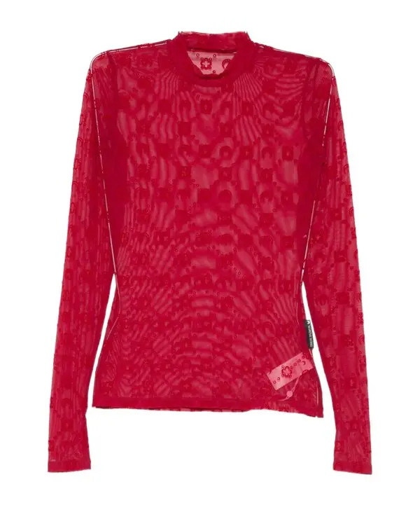 MARINE SERRE Long-sleeved Printed Turtleneck T-shirt