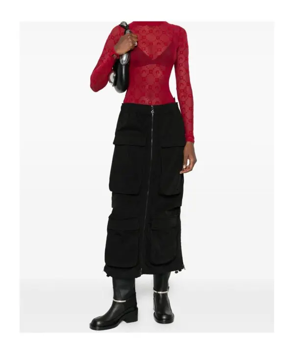 MARINE SERRE Long-sleeved Printed Turtleneck T-shirt