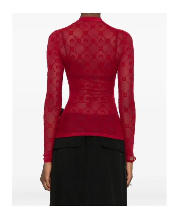 MARINE SERRE Long-sleeved Printed Turtleneck T-shirt