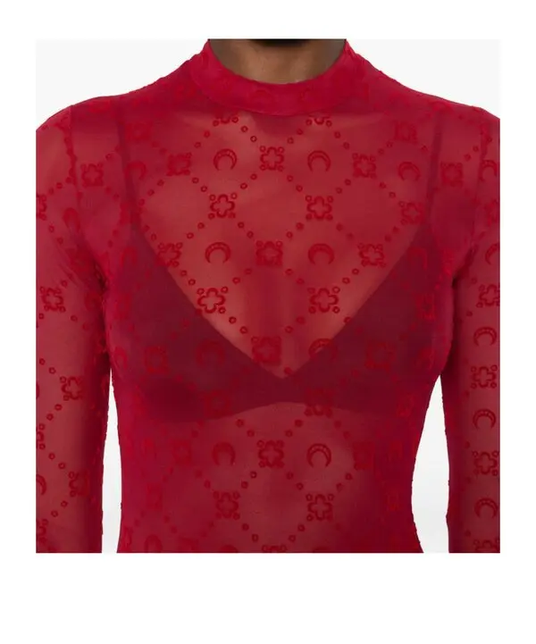 MARINE SERRE Long-sleeved Printed Turtleneck T-shirt