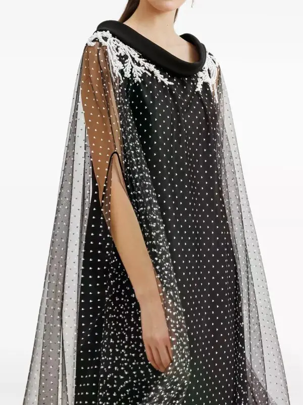 GEMY MAALOUF Boat Neck Gown With Bead Detailing