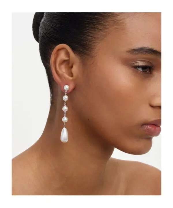 SELF-PORTRAIT Pearl Drop Earrings - White