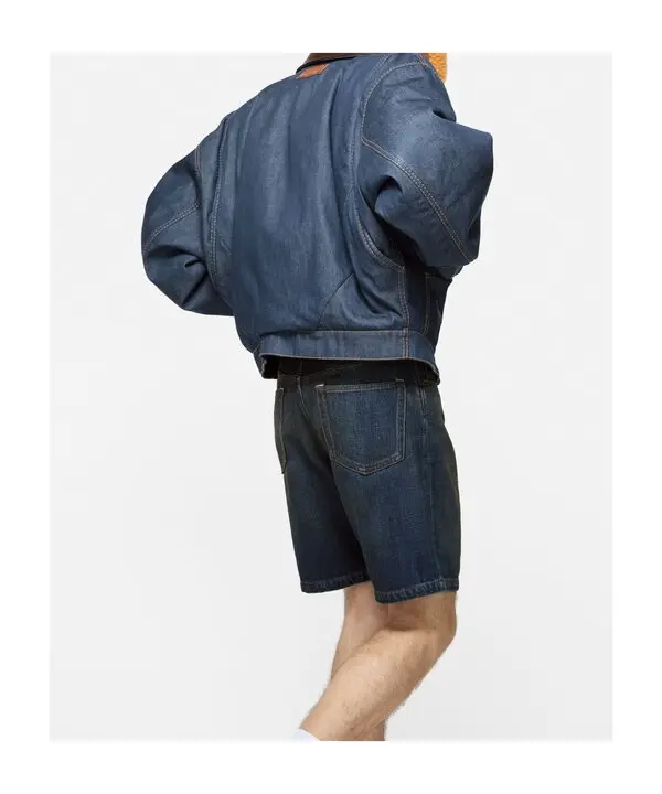 Acne Studios Denim Jacket With Leather Collar - Blue