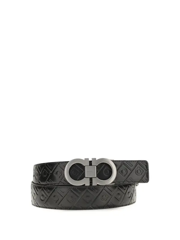 FERRAGAMO Reversible Gancini Belt - Black