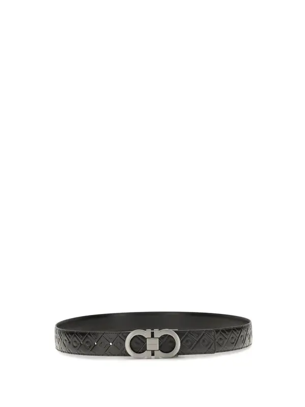 FERRAGAMO Reversible Gancini Belt - Black