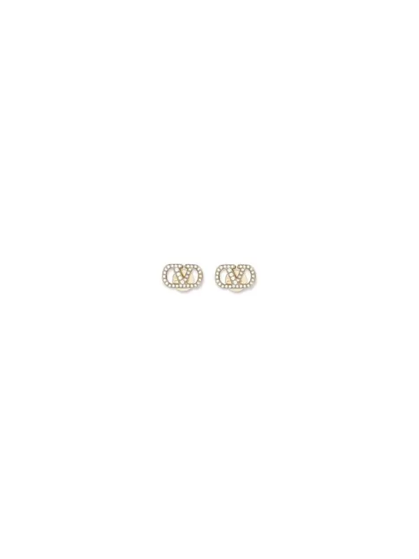 Valentino Garavani Vlogo Signature Stud Earrings With Swarovski Crystals - Gold