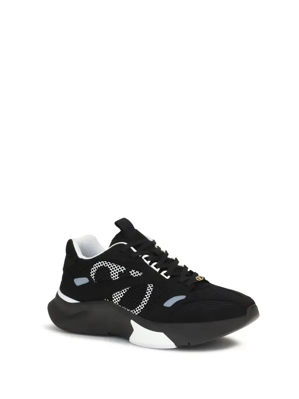Valentino Garavani Demivee Mesh And Suede Sneakers - Black