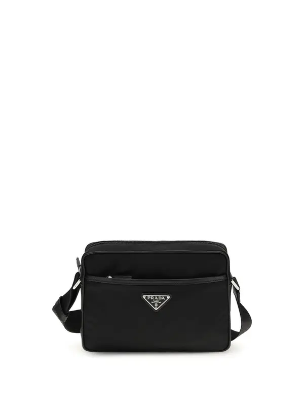 Prada Re-nylon And Saffiano Shoulder Bag - Black