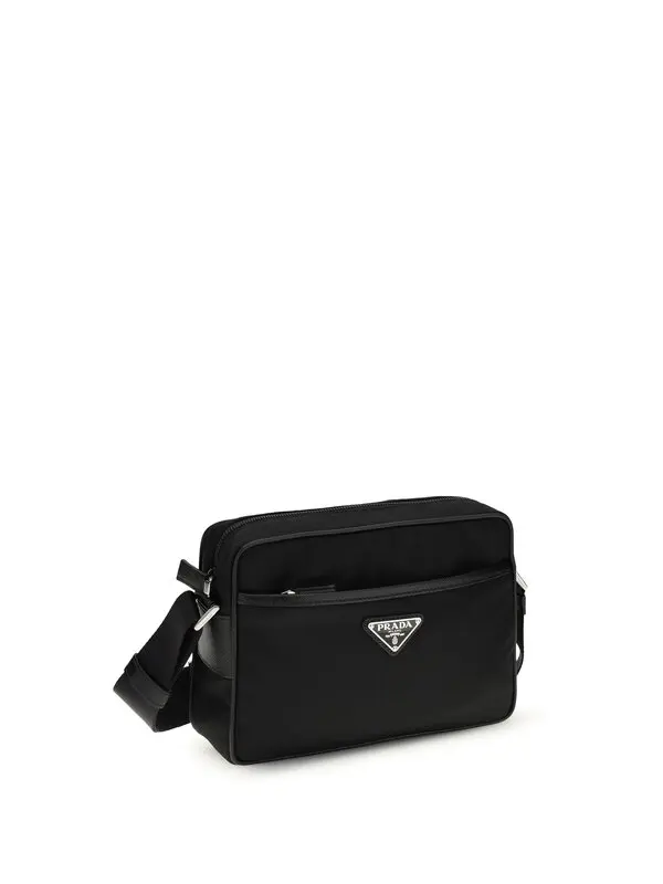 Prada Re-nylon And Saffiano Shoulder Bag - Black