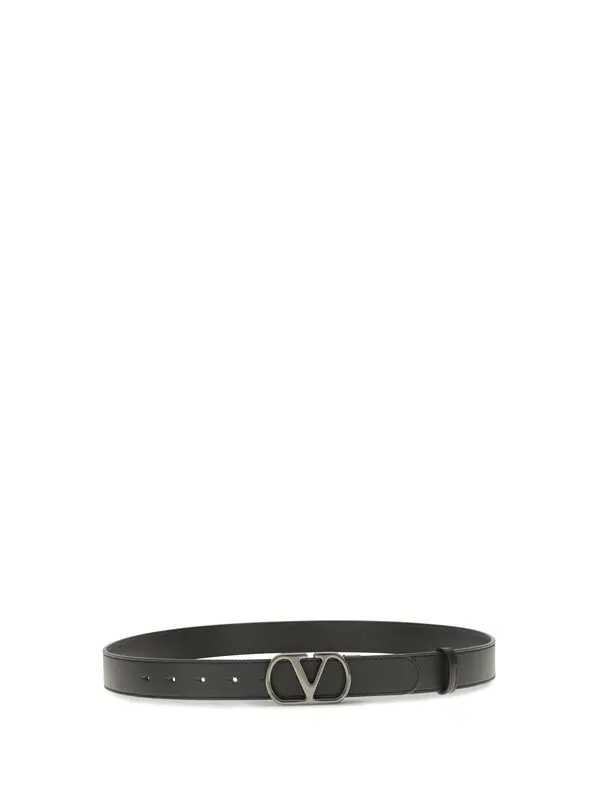 Valentino Garavani Vlogo Signature Leather Belt - Black