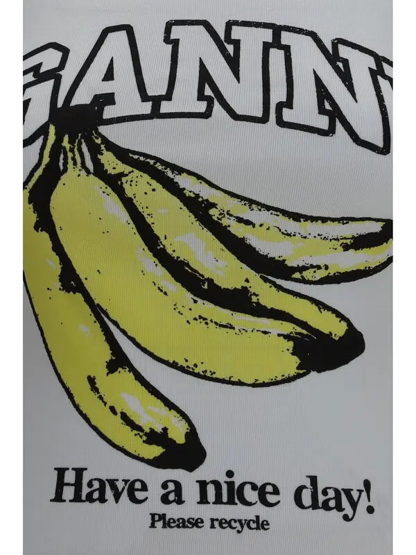 GANNI Banana Graphic Cotton Tank Top - White