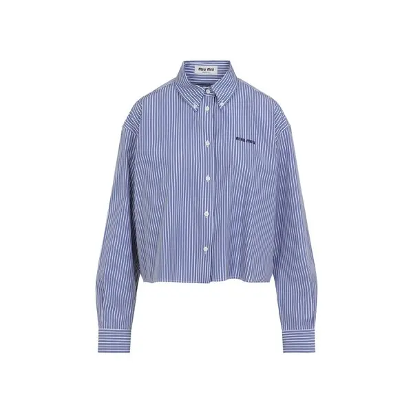 Miu Miu Striped Cropped Shirt - White