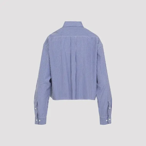 Miu Miu Striped Cropped Shirt - White