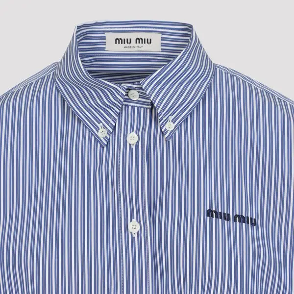 Miu Miu Striped Cropped Shirt - White