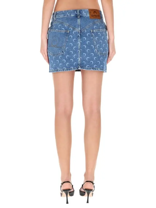 MARINE SERRE Moon Print Denim Miniskirt