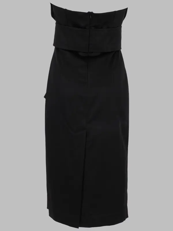 P.a.r.o.s.h Black Strapless Draped Midi Dress