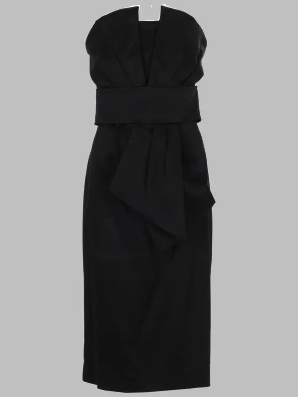 P.a.r.o.s.h Black Strapless Draped Midi Dress - Multicolor