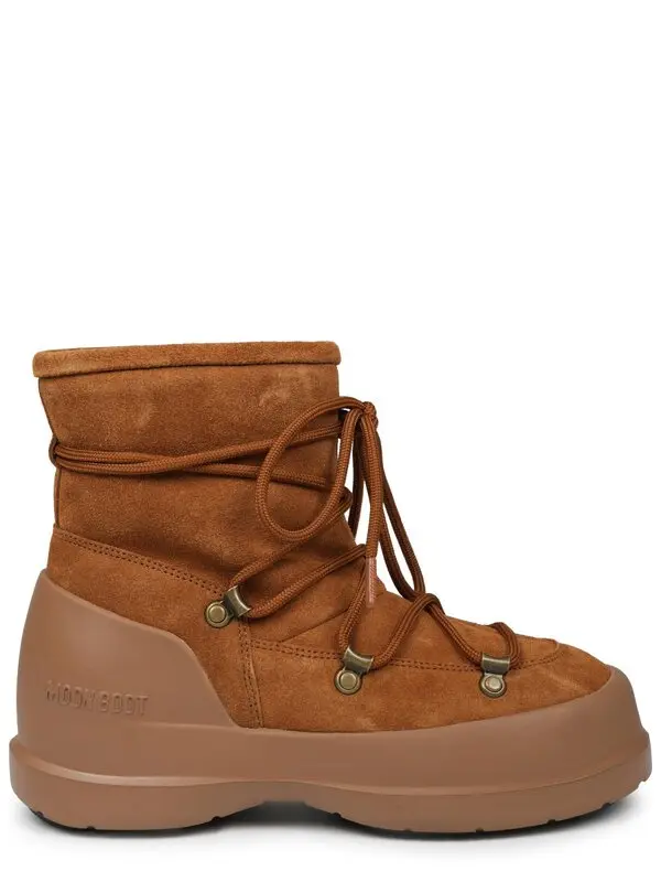 Moon Boot Lace-up Leather And Polyester Boots - Brown