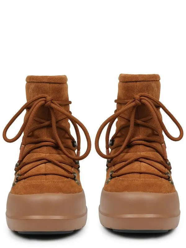 Moon Boot Lace-up Leather And Polyester Boots - Brown