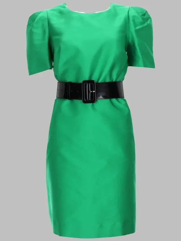 P.a.r.o.s.h Satin Belted Mini Dress - Green
