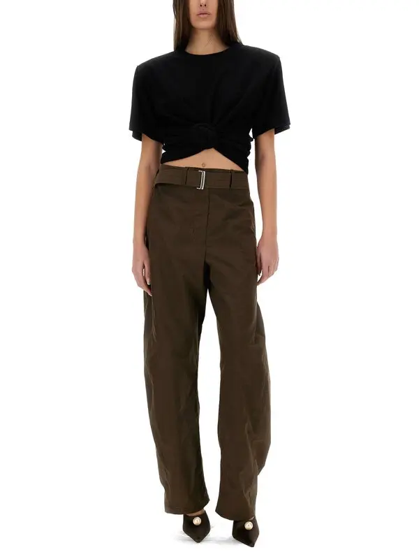 Magda Butrym Knotted Cropped Cotton T-shirt