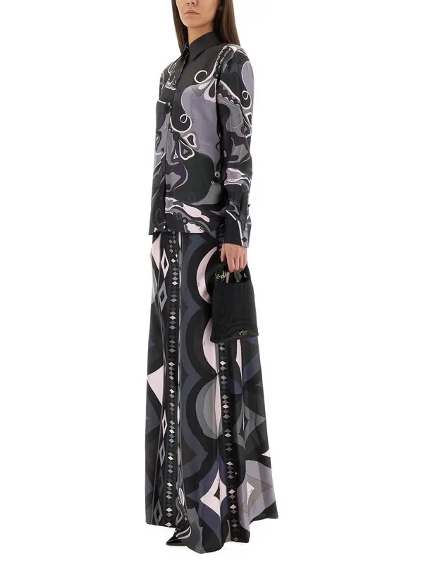Emilio Pucci Silk Pants With Necklace Print - Black