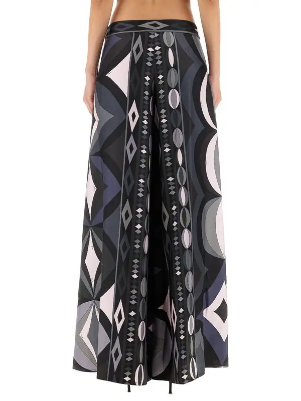 Emilio Pucci Silk Pants With Necklace Print - Black
