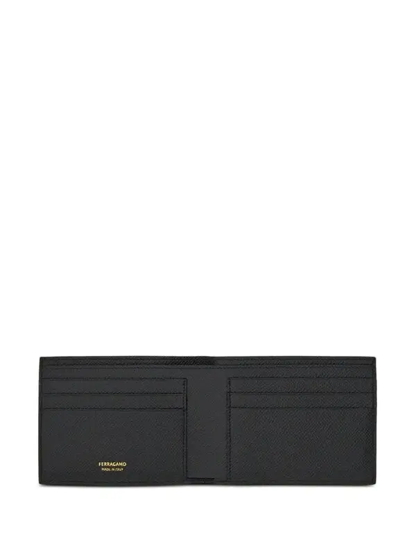 FERRAGAMO Micro Gancio Grained Leather Bi-fold Wallet - Black